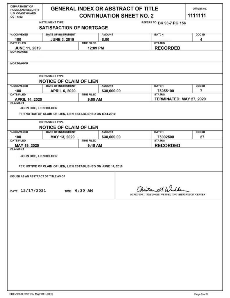 Boat Lien Check American Vessel Documentation